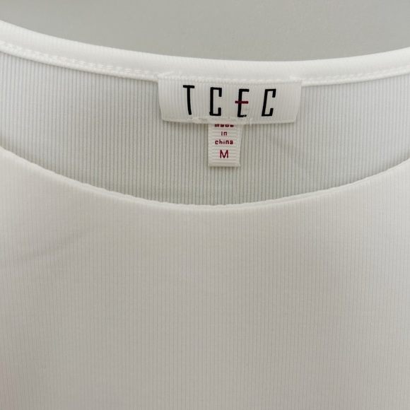 TCEC | Tops | Tcec White Body Suit With Puffed Mesh Sleeves | Poshmark